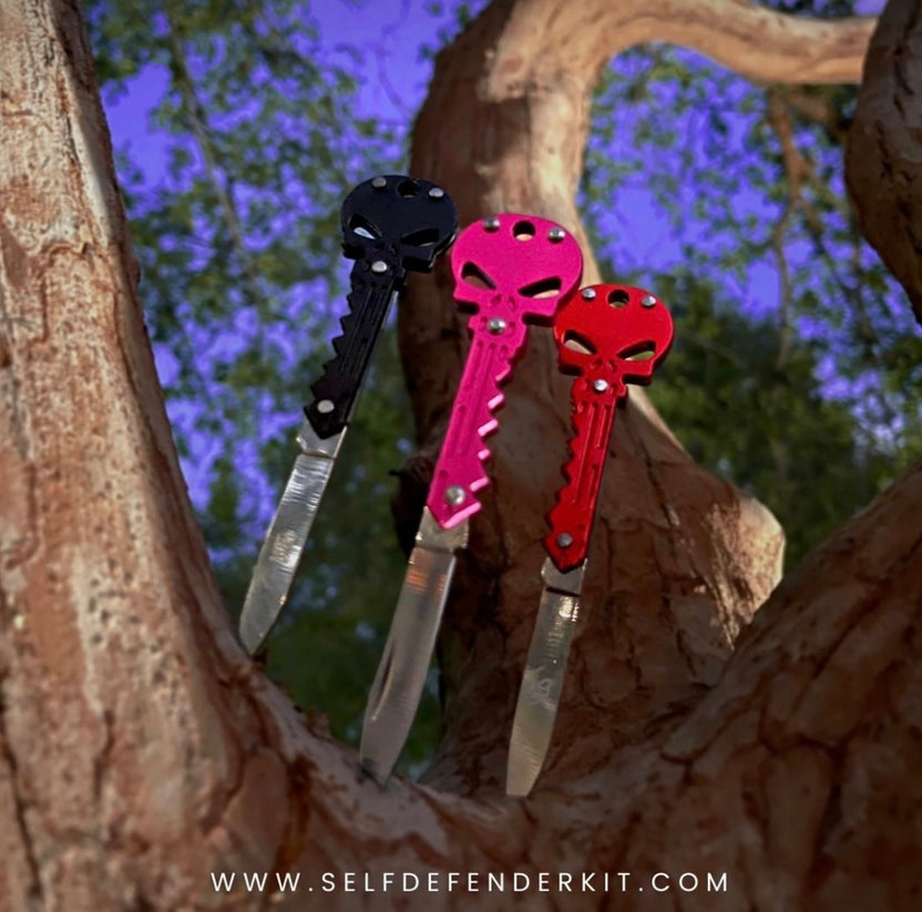 Skull Key Knife – Edgy Stainless Flip Blade Keychain – Self Defense ...